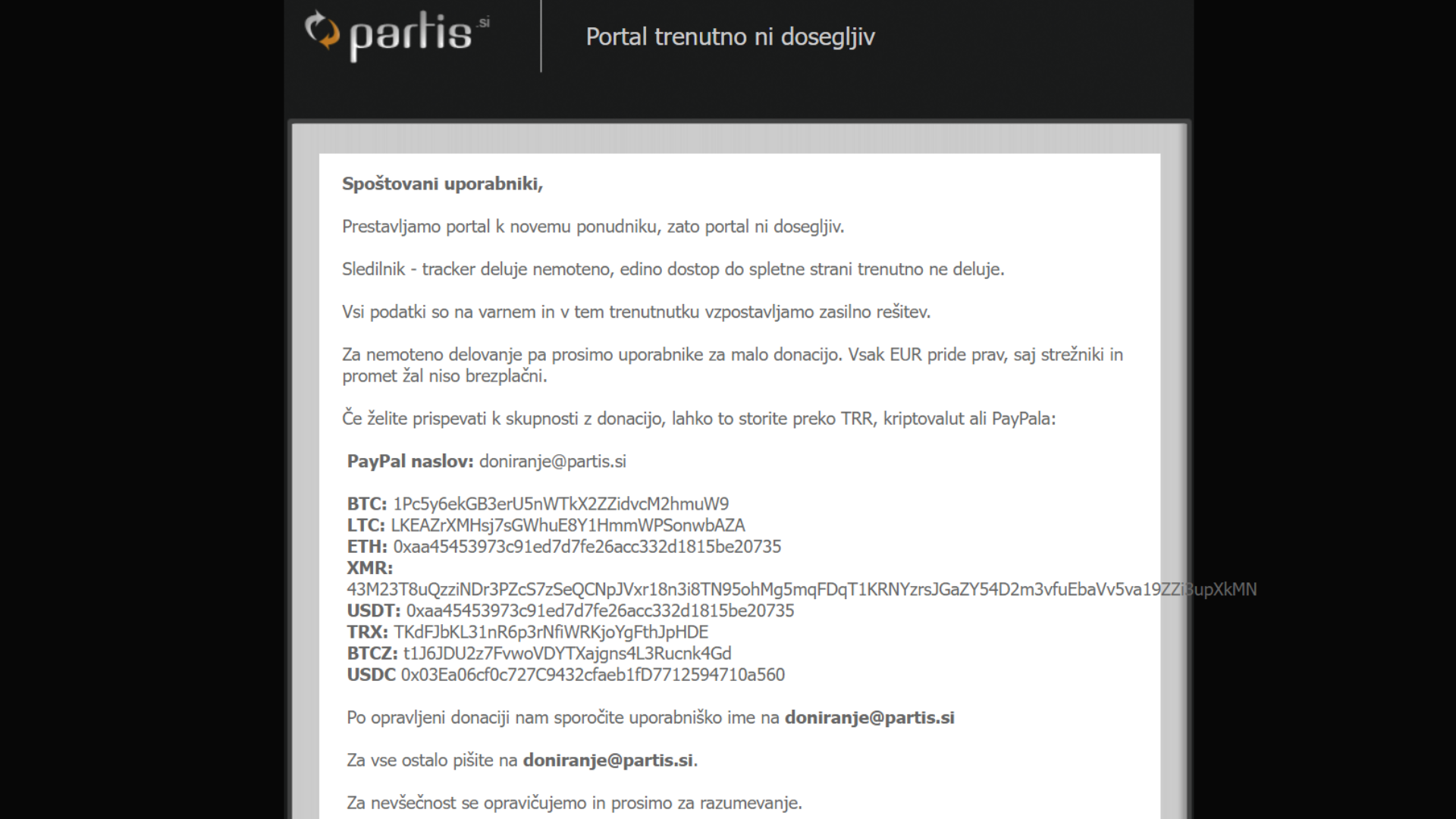 Kaj se dogaja s priljubljeno spletno stranjo? Partis.si spet prenehal ...